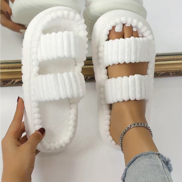 Private Label | Shoes | White 2 Strap Comfy Cozy Womens Cloth Sandals ...